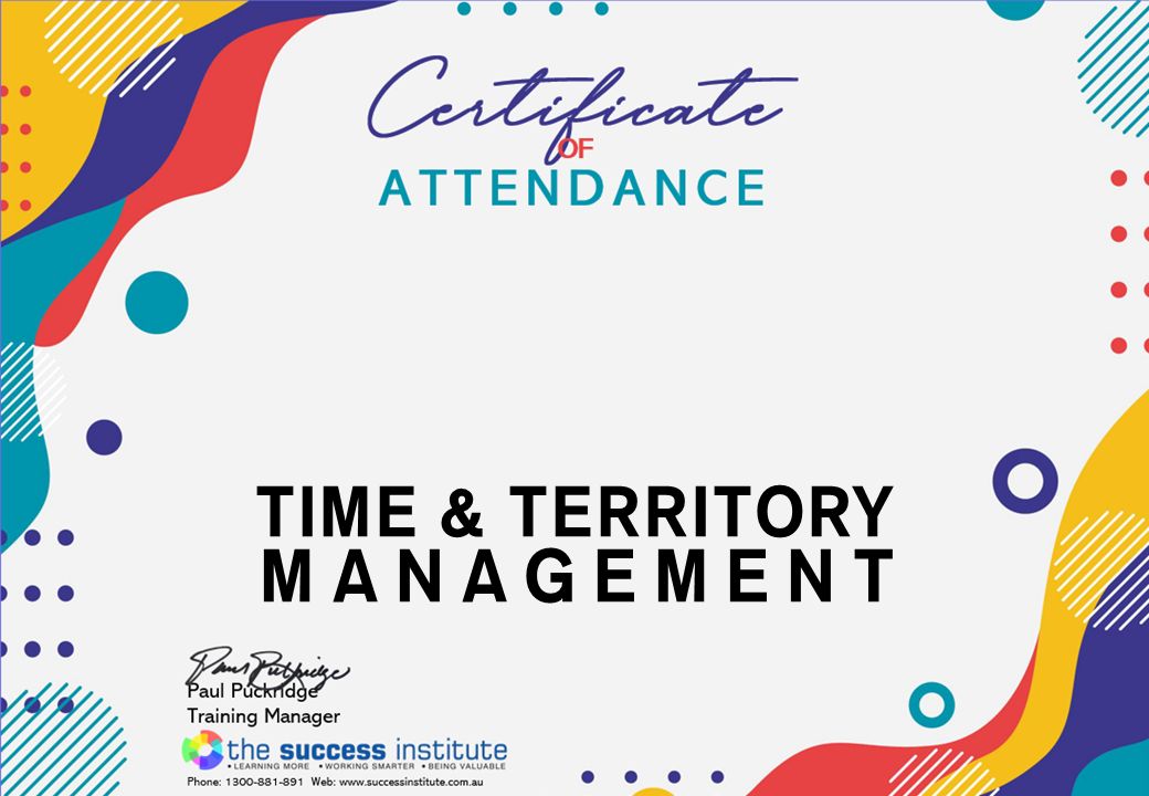 Certificate - Time and Territory Management - The Success Institute
