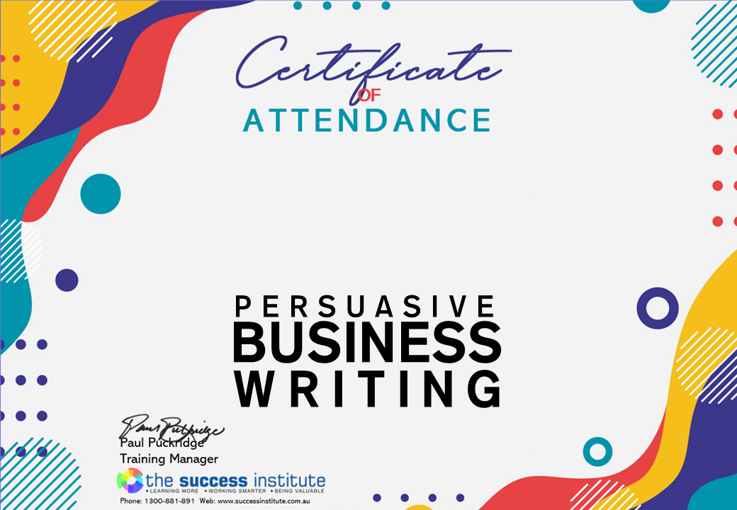 Certificate - Persuasive Business Writing - The Success Institute