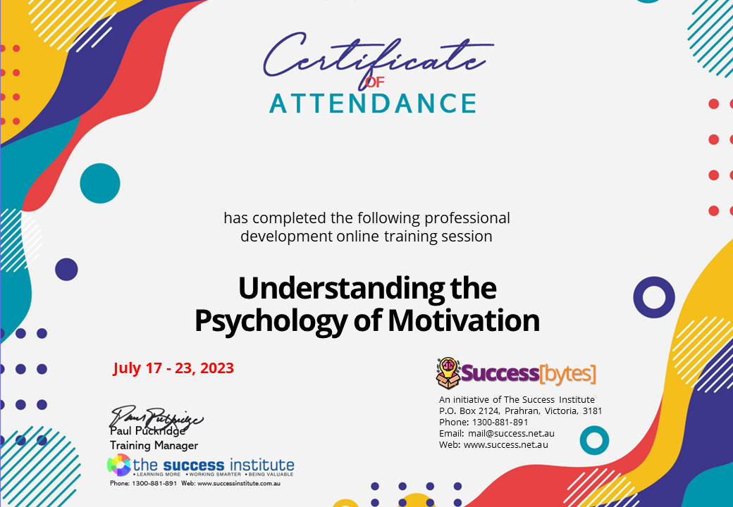 SuccessBytes Certificate: Understanding the Psychology of Motivation ...