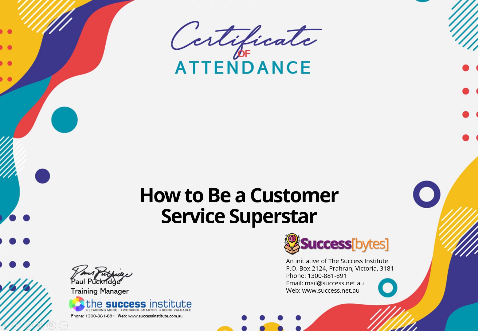 SuccessBytes Certificate: How to Be a Customer Service Superstar - The ...
