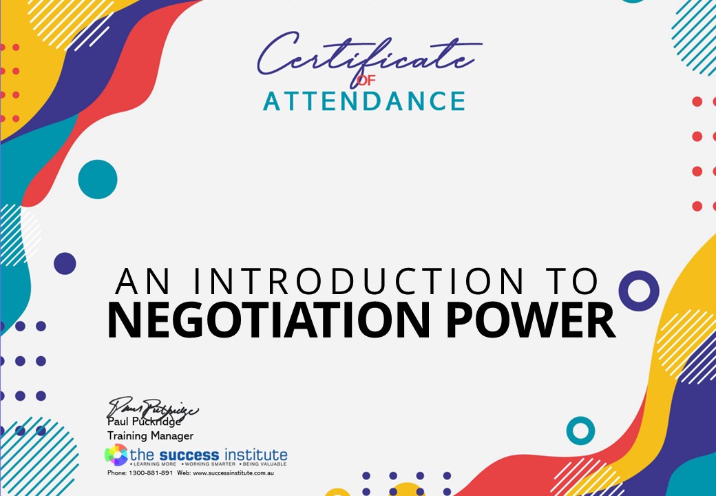 Certificate: Introduction to Negotiation Power - The Success Institute